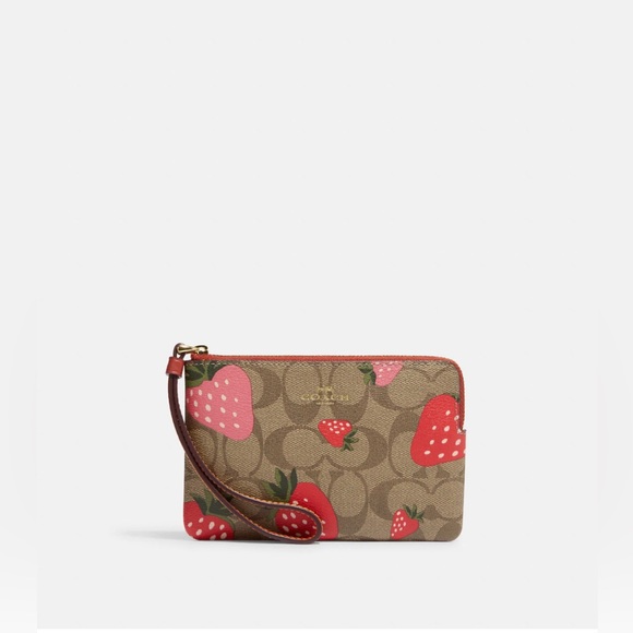 Coach | Bags | Nwt Coach Corner Zip Wristlet In Signature Canvas With ...